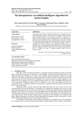 The disruptometer: an artificial intelligence algorithm for market ...