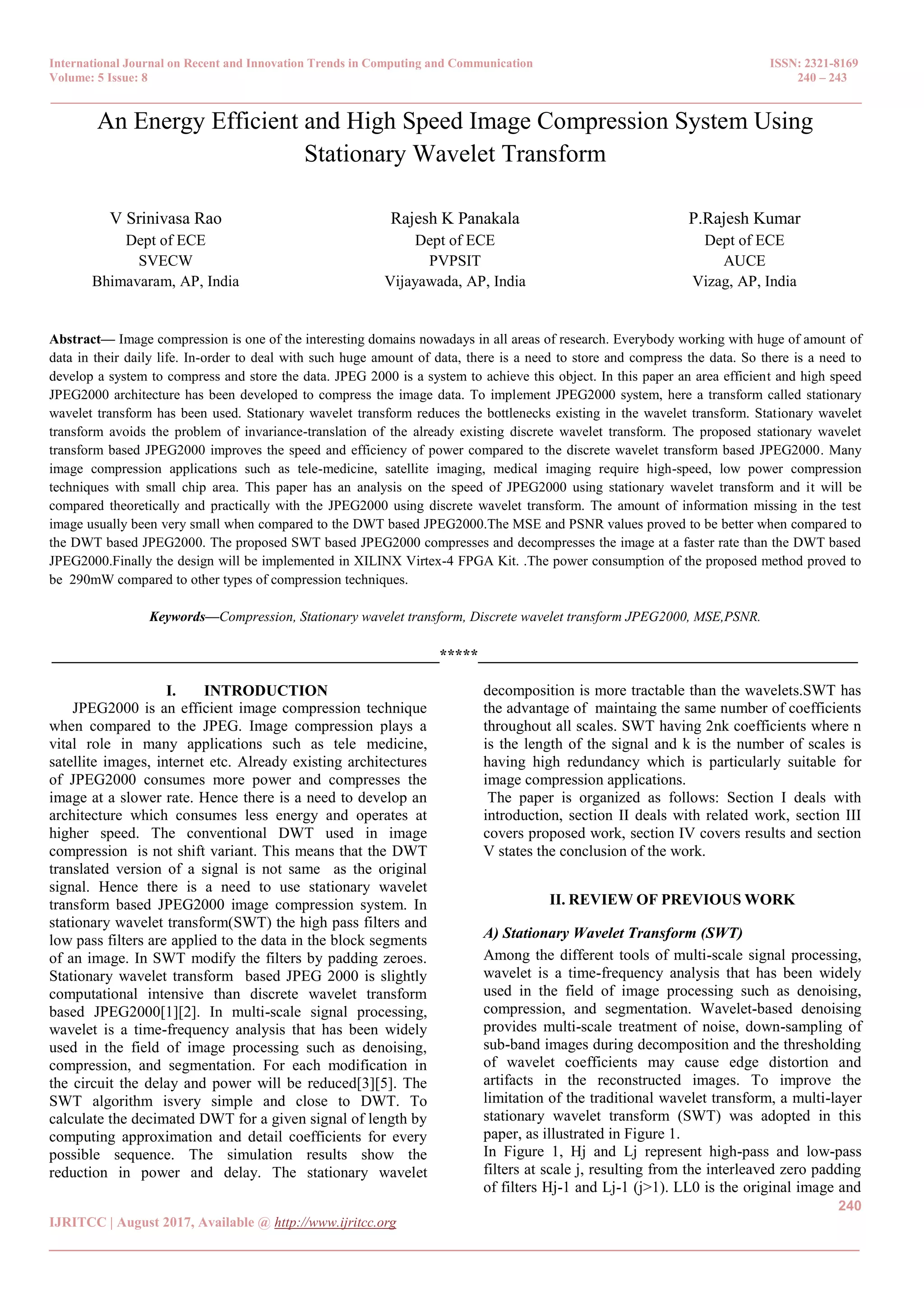 An Energy Efficient and High Speed Image Compression System Using ...