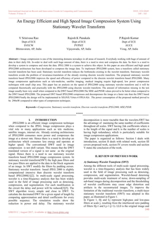 An Energy Efficient and High Speed Image Compression System Using Stationary Wavelet Transform | PDF