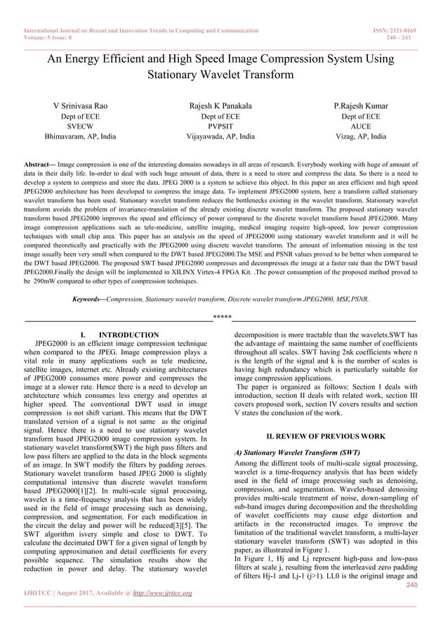 An Energy Efficient And High Speed Image Compression System Using
