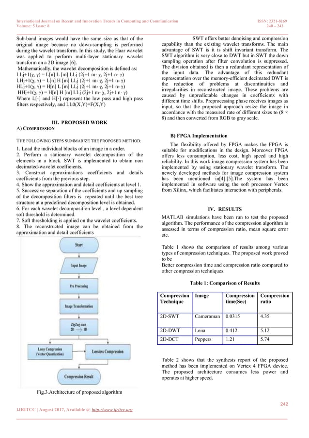 An Energy Efficient and High Speed Image Compression System Using Stationary Wavelet Transform | PDF
