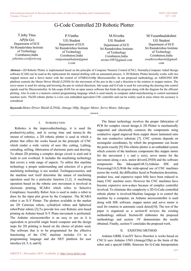 G-Code Controlled 2D Robotic Plotter | PDF