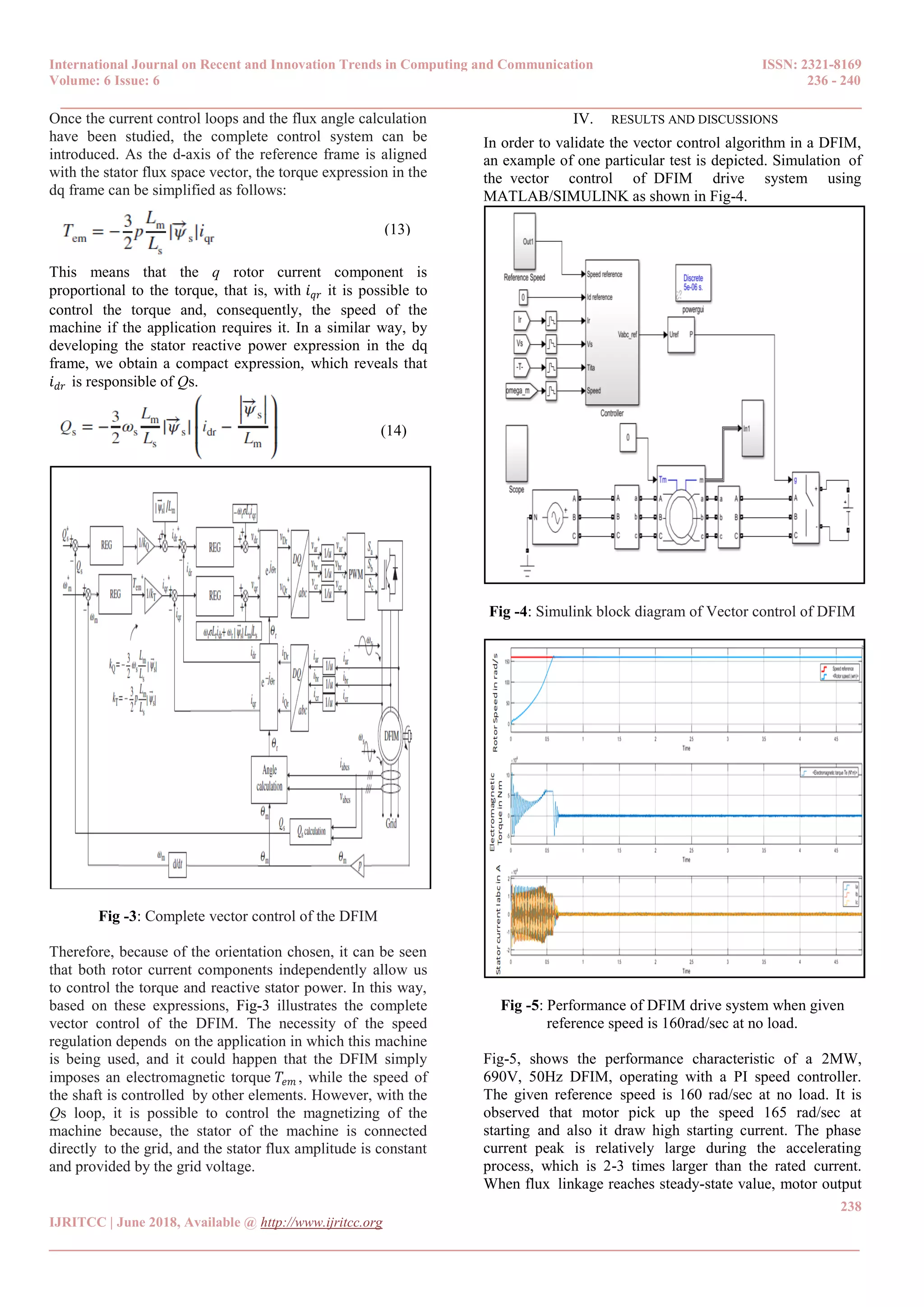 Simulation of Vector Controlled Adjustable Speed System of Doubly Fed Induction Machine | PDF