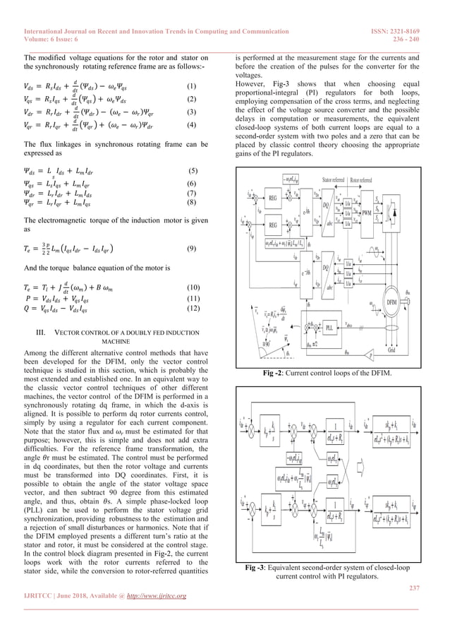Simulation of Vector Controlled Adjustable Speed System of Doubly Fed Induction Machine | PDF