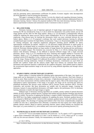 Super resolution image reconstruction via dual dictionary learning in sparse environment | PDF