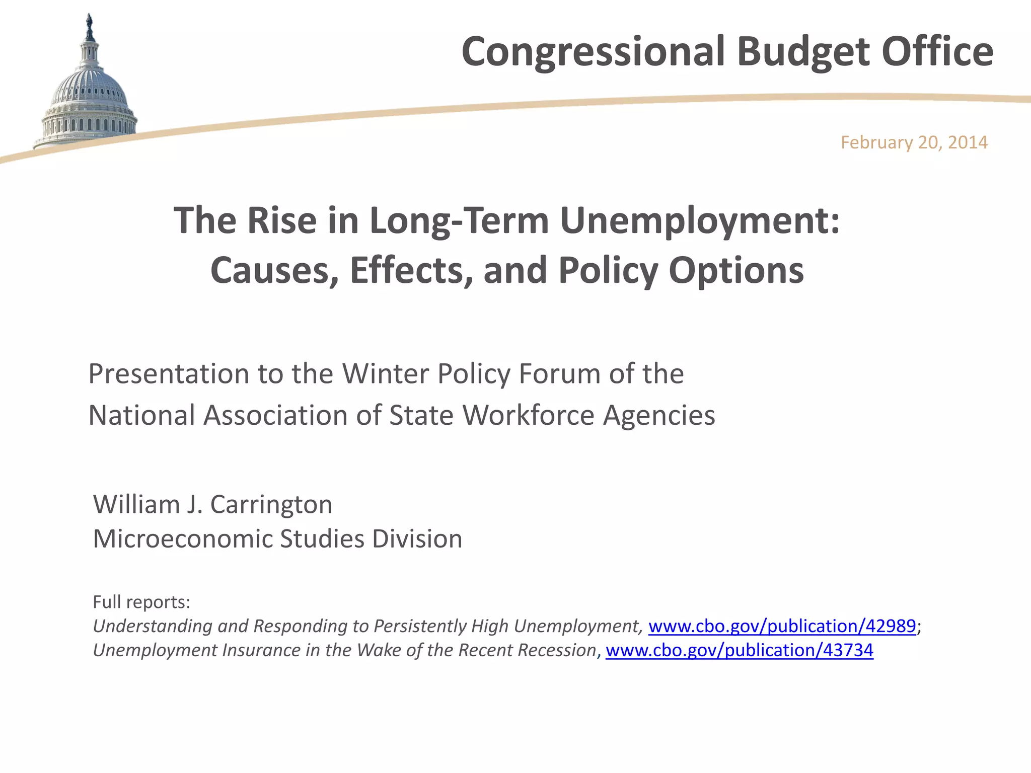 The Rise in Long-Term Unemployment: Causes, Effects, and Policy Options ...