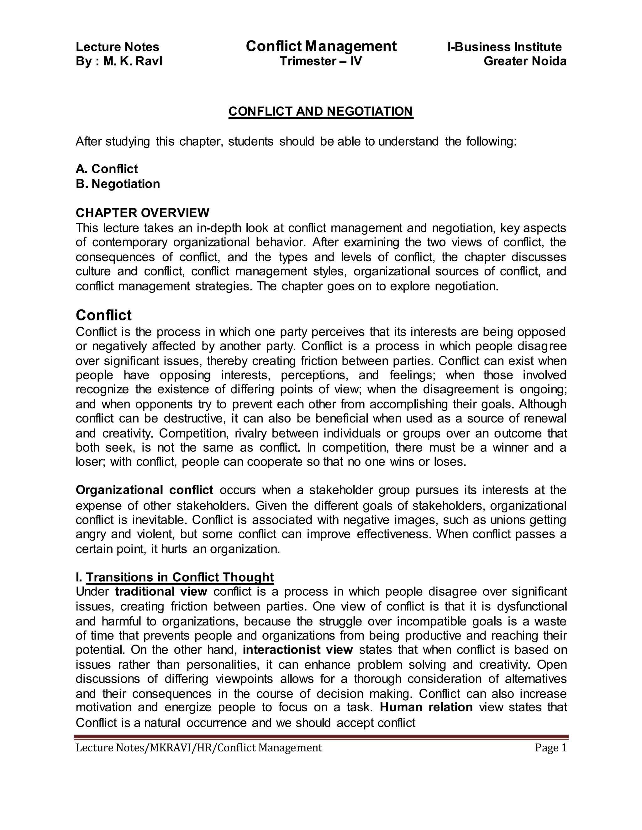 45182983 lecture-notes-conflict-mgt-2 | DOC