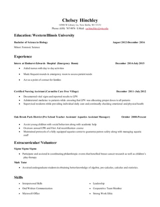 Chelsey Hinchley Resume | DOCX