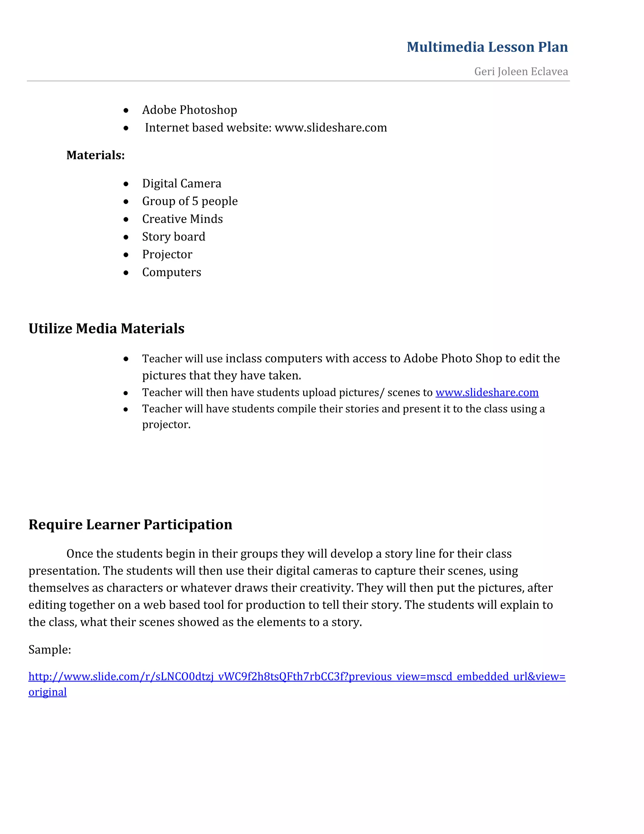 Multimedia Lesson Plan | DOCX