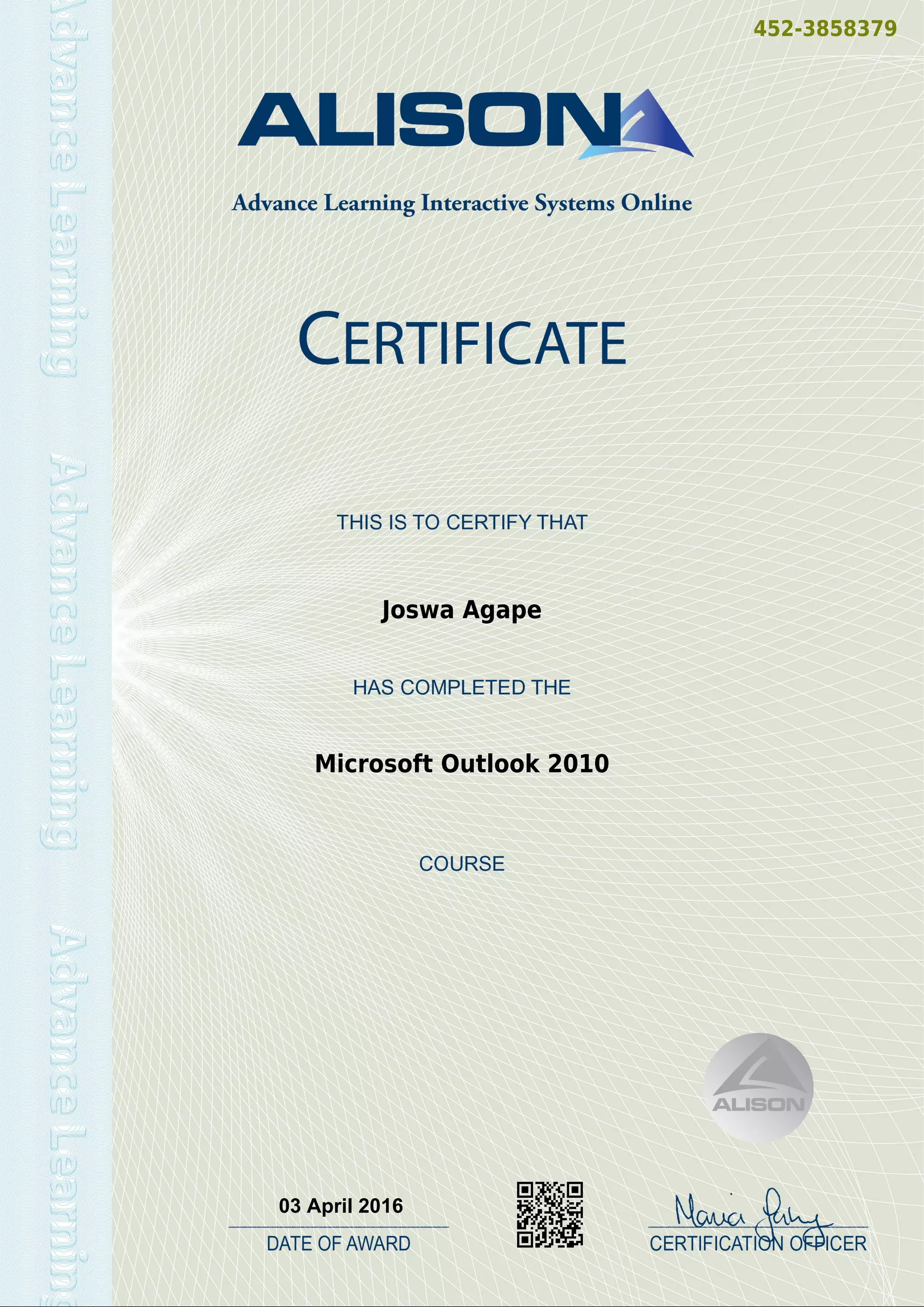 Microsoft Outlook 2010 Certificate | PDF | Computer Software and Applications | Computing