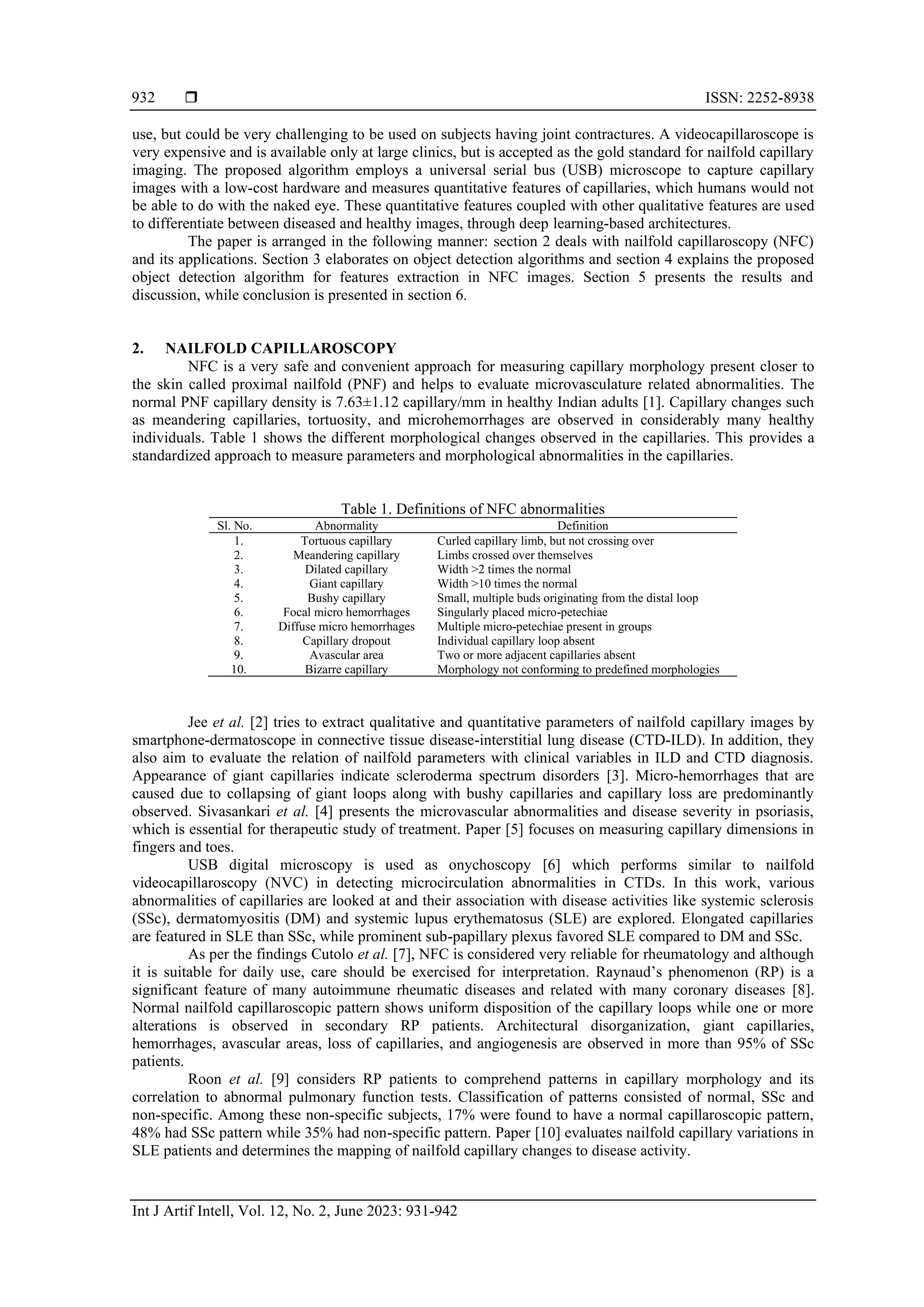 Deep Learning Based Object Detection In Nailfold Capillary Images Pdf
