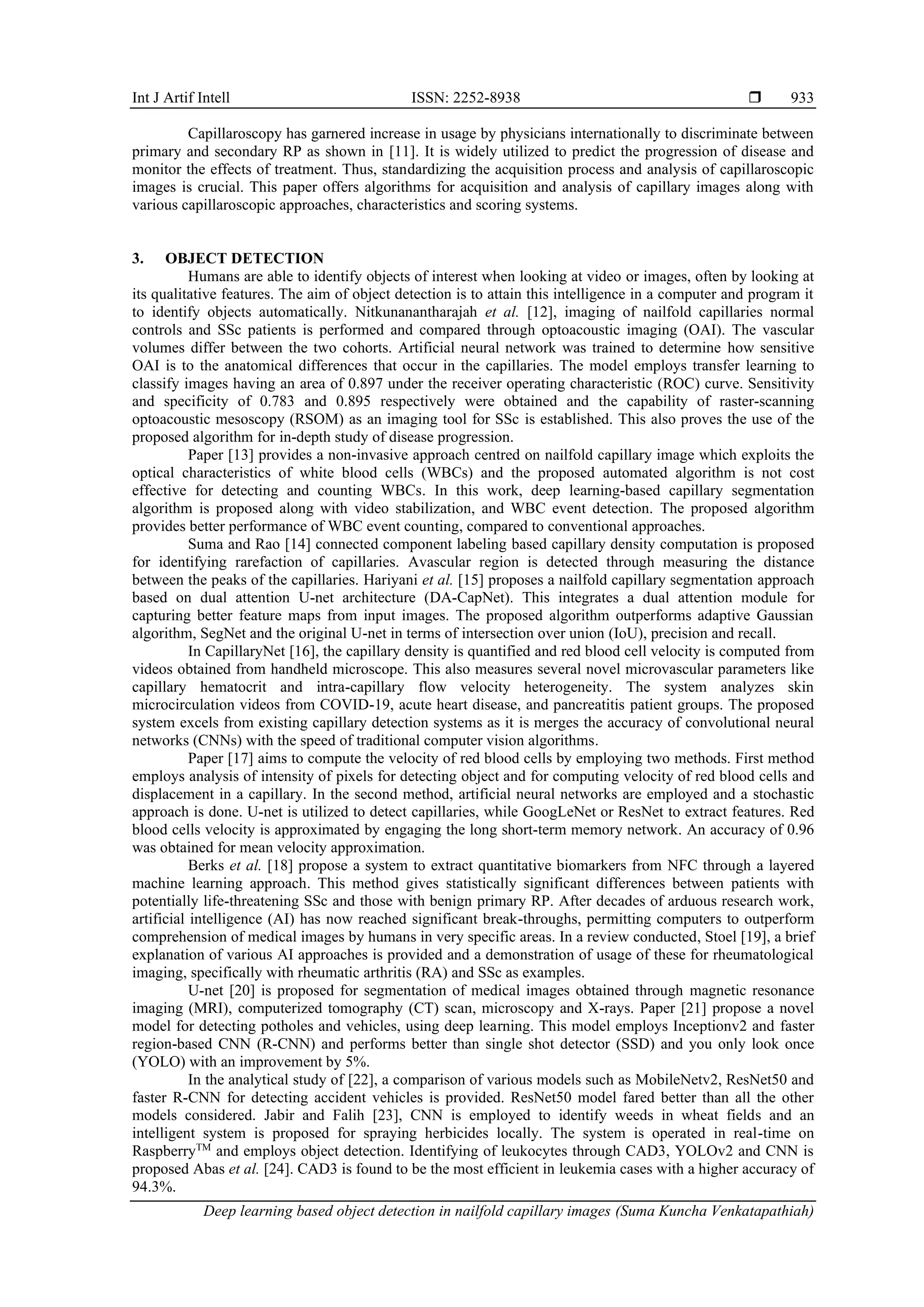 Deep learning based object detection in nailfold capillary images | PDF ...