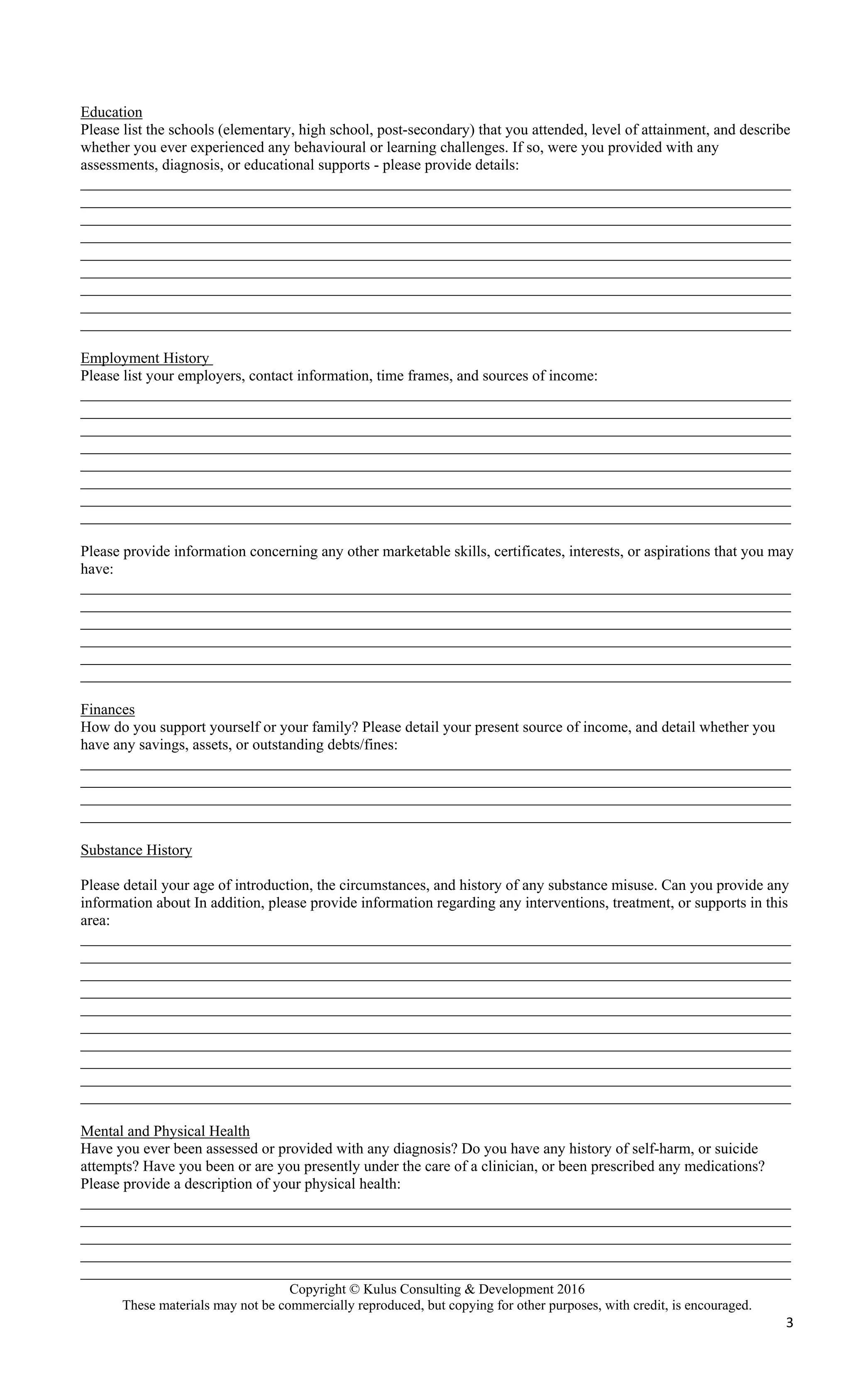 Gladue Report Pre-Interview Form | PDF