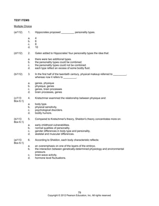 Perspectives on Personality 7th Edition Carver Test Bank | PDF