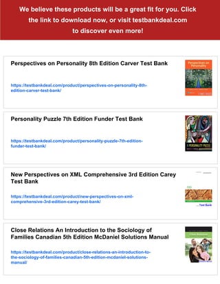 Perspectives on Personality 7th Edition Carver Test Bank | PDF