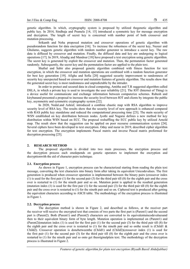 Features of genetic algorithm for plain text encryption | PDF