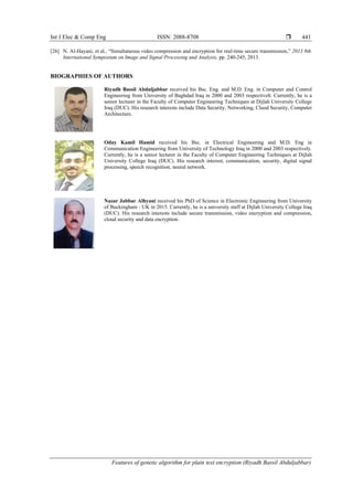 Features of genetic algorithm for plain text encryption | PDF