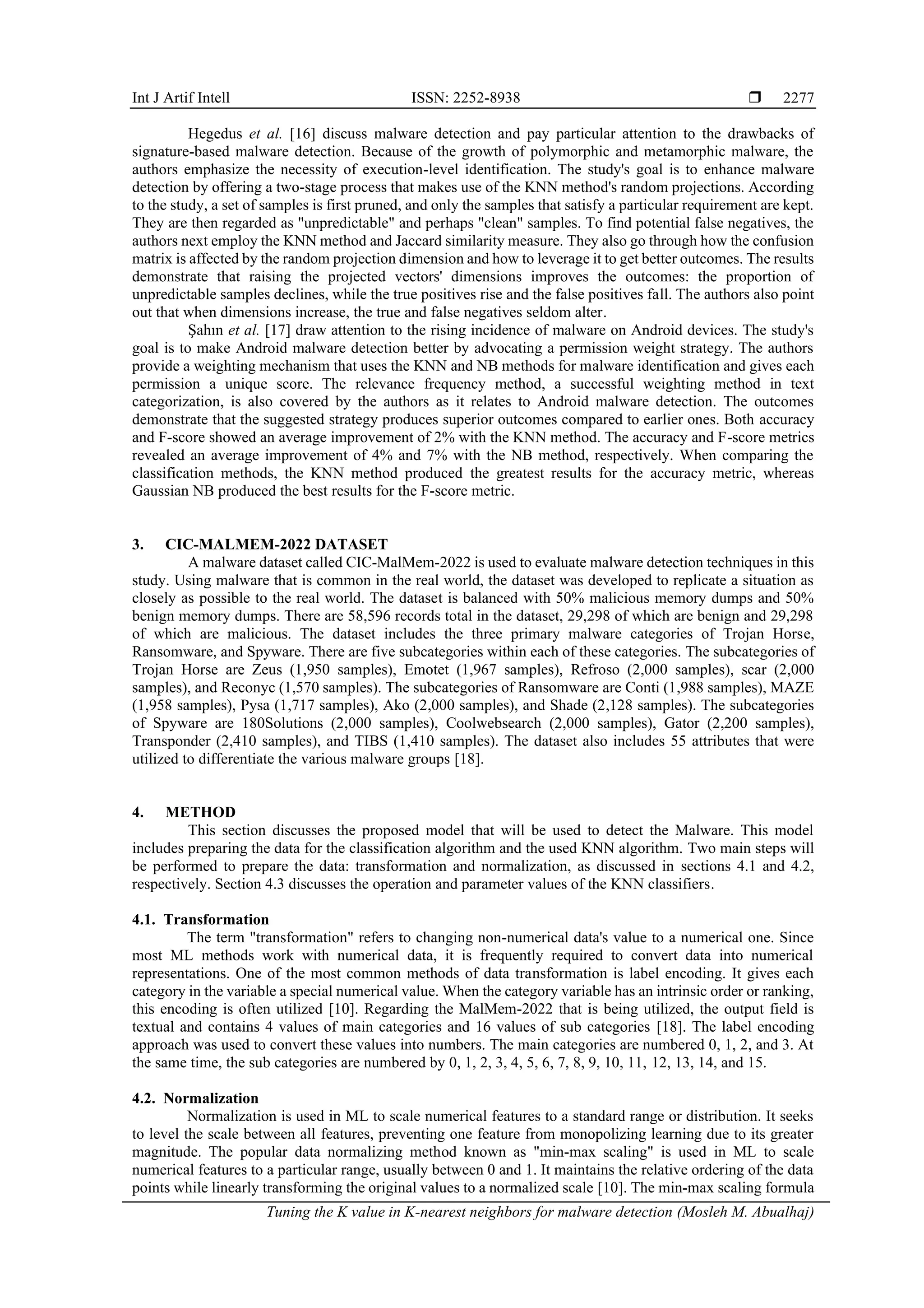Tuning the K value in K-nearest neighbors for malware detection | PDF