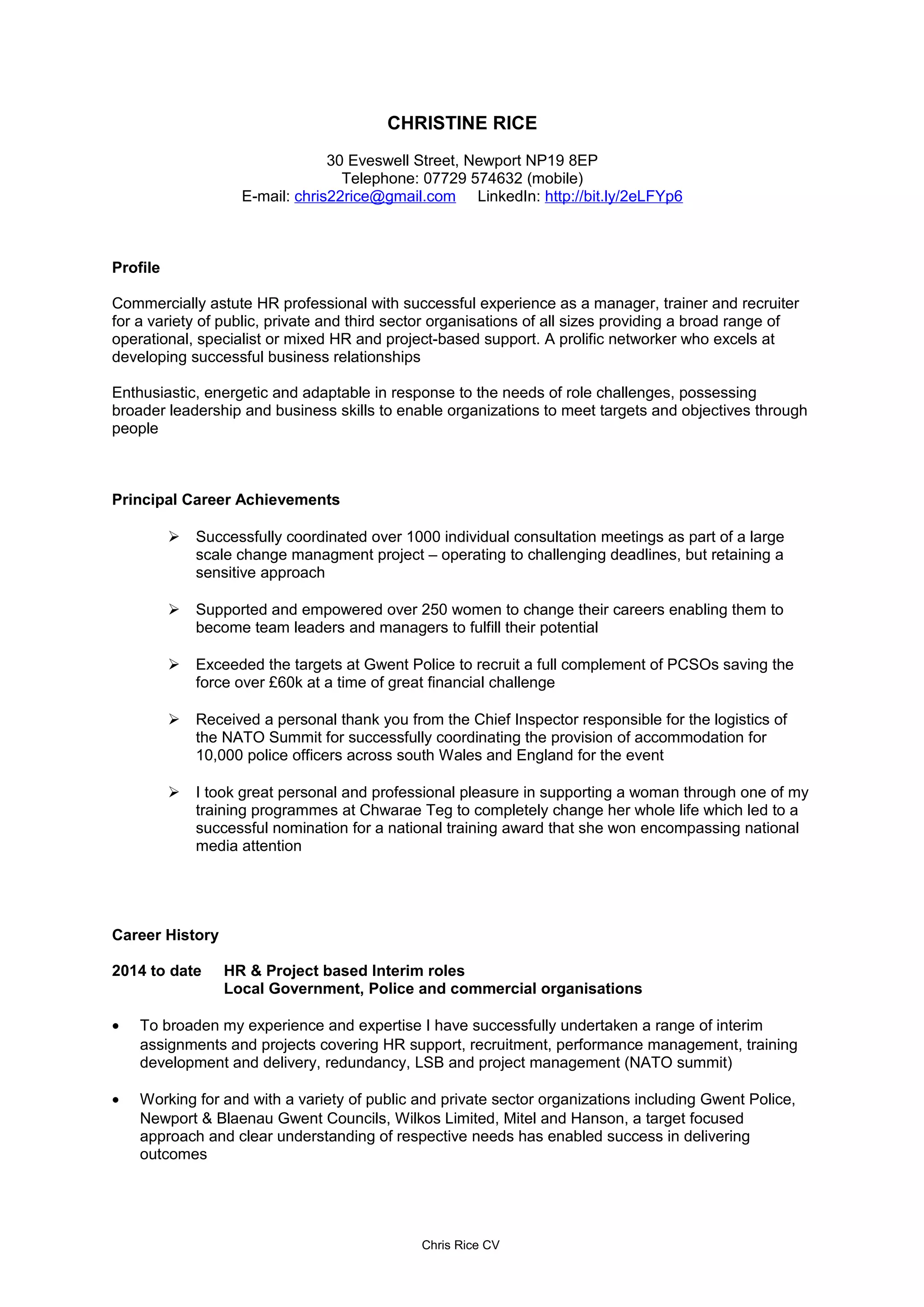 Christine Rice Linked In 2016 | PDF