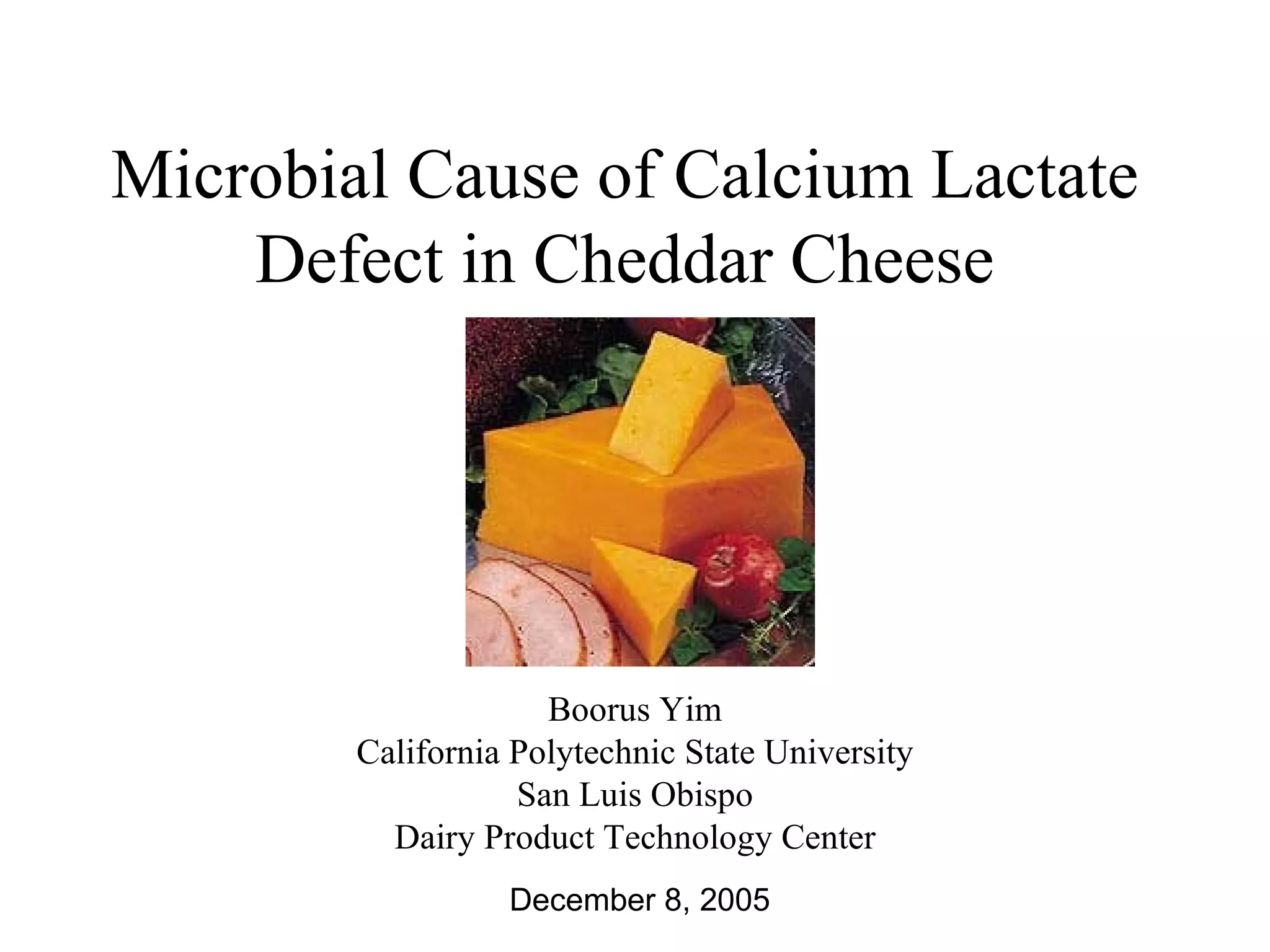 Microbial Cause of Calcium Lactate Defect in Cheddar Cheese | PPT