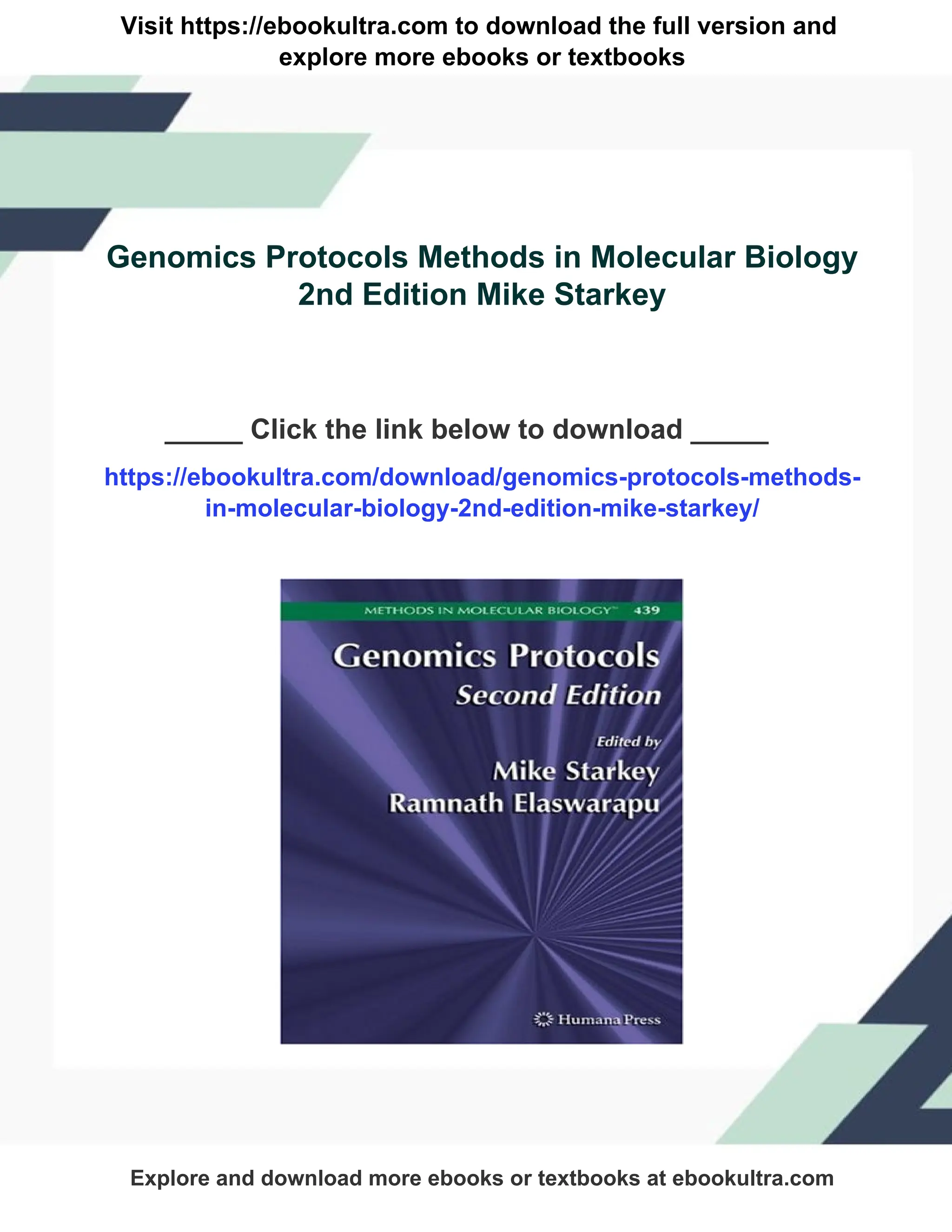 Genomics Protocols Methods in Molecular Biology 2nd Edition Mike Starkey | PDF