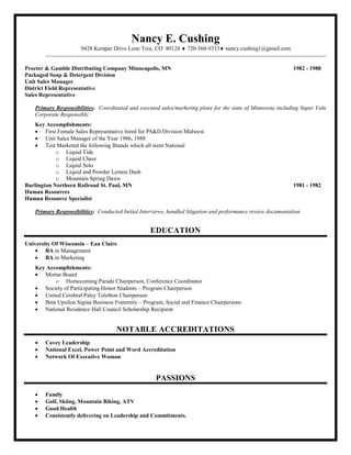Nancy E. Cushing Resume Executive Resume | PDF