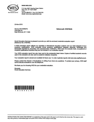 Wes - Credential evaluation report 2015 | PDF