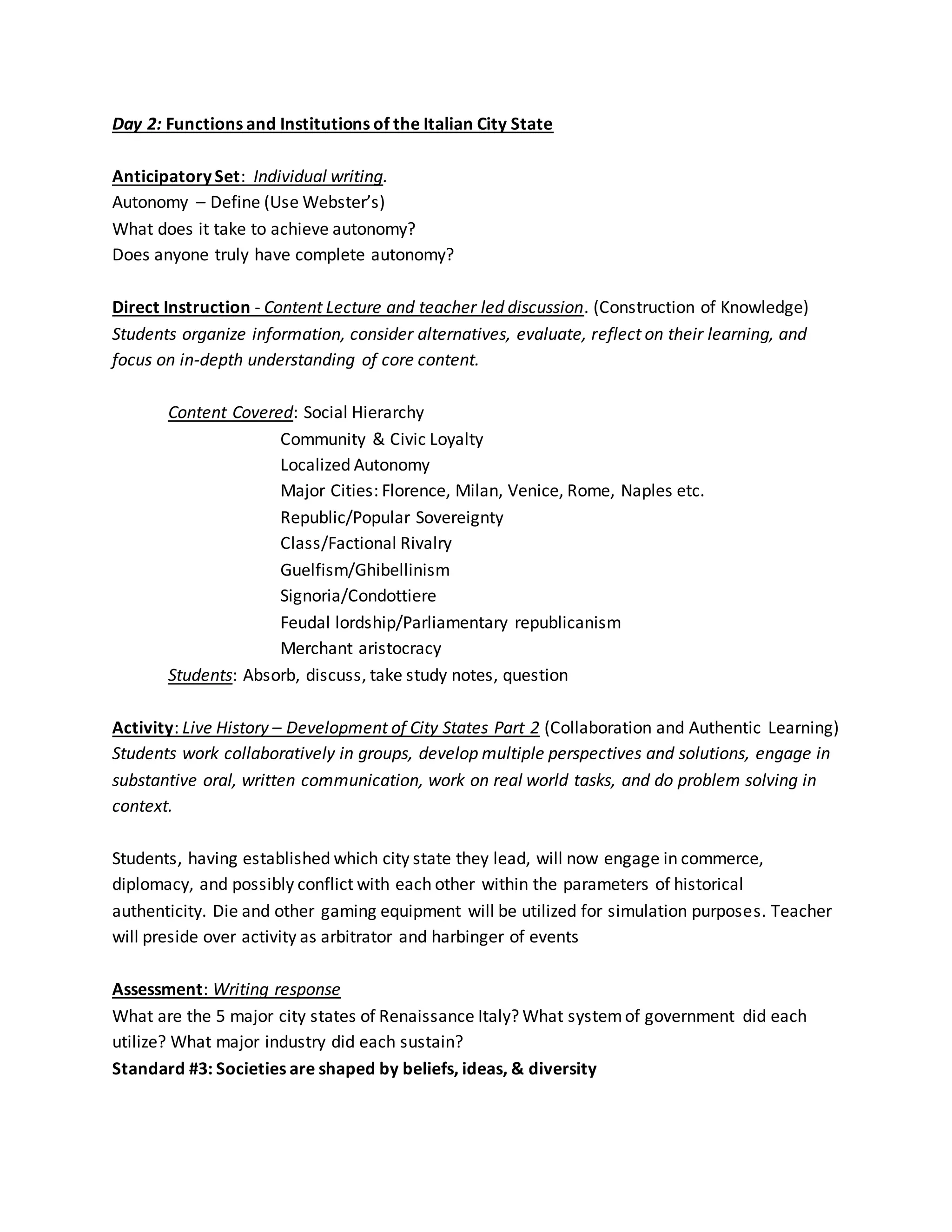 Renaissance Lesson Plan | DOCX