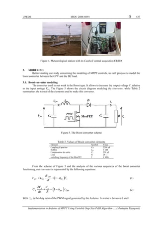 Implementation in Arduino of MPPT Using Variable Step Size P&O Algorithm in PV Installations | PDF