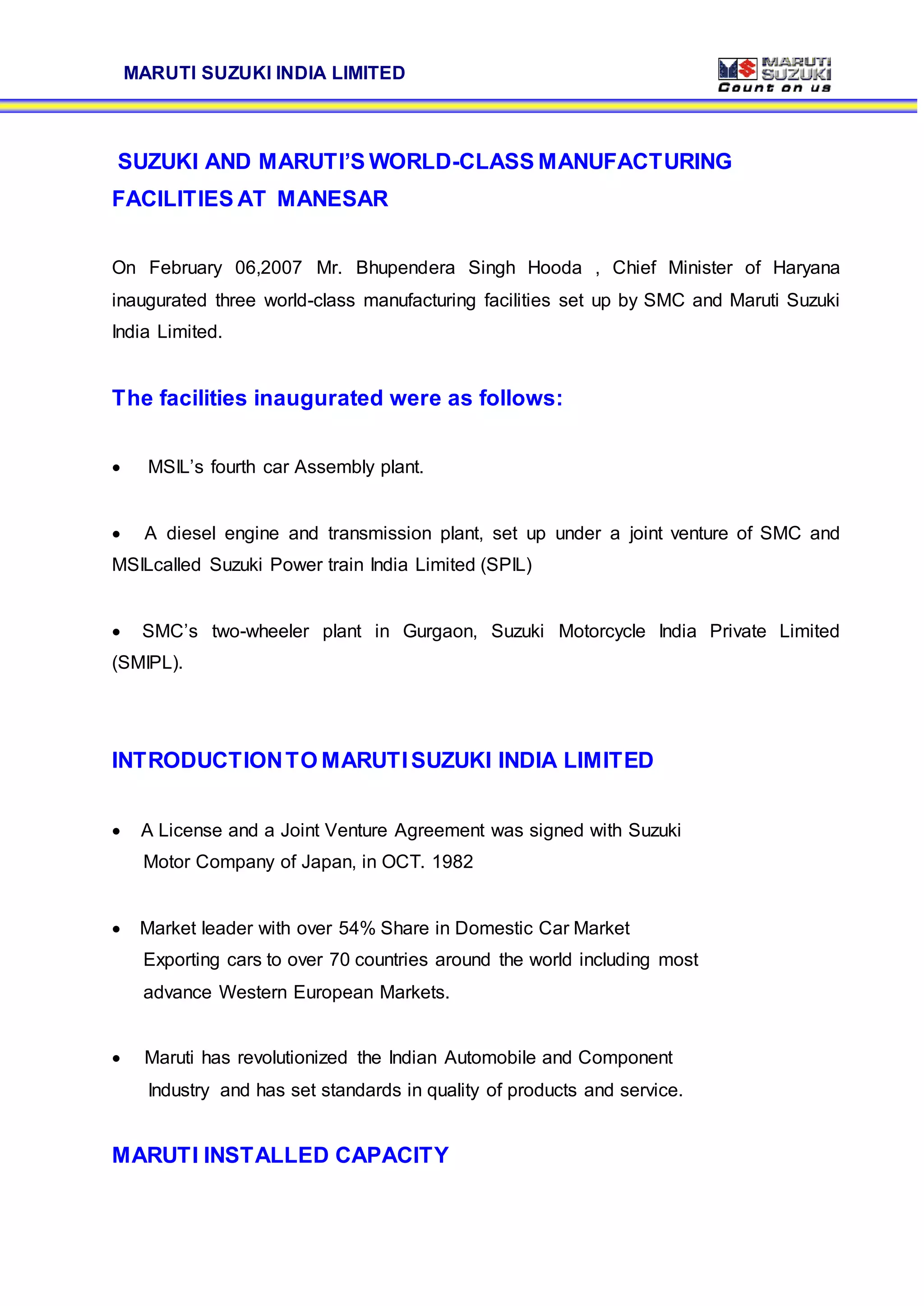 45312185 maruti-suzuki-project-report | DOC