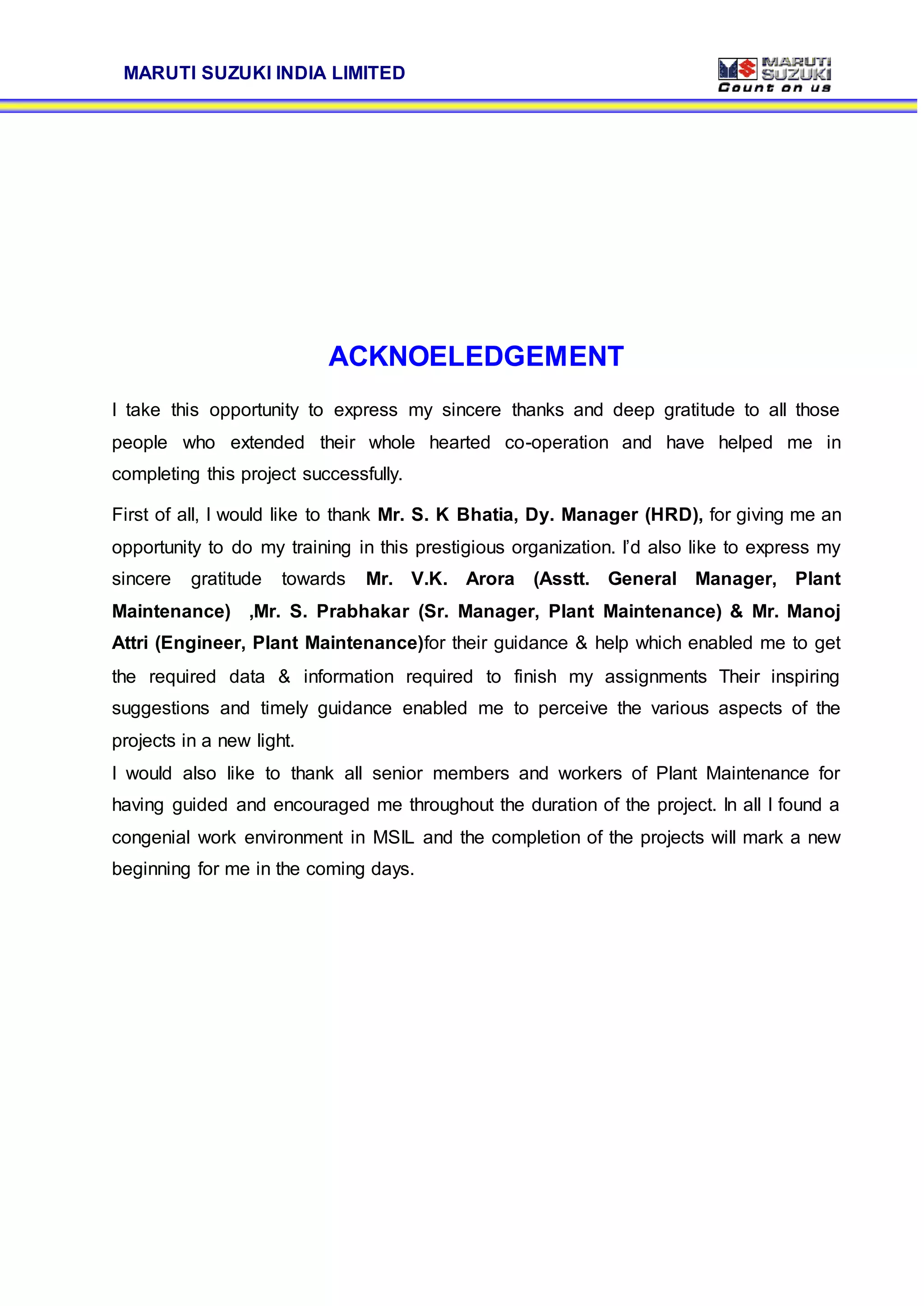 45312185 maruti-suzuki-project-report | PDF