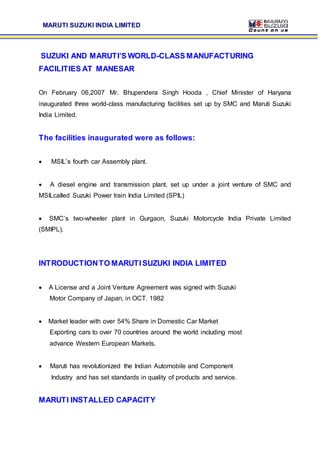 45312185 maruti-suzuki-project-report | DOC