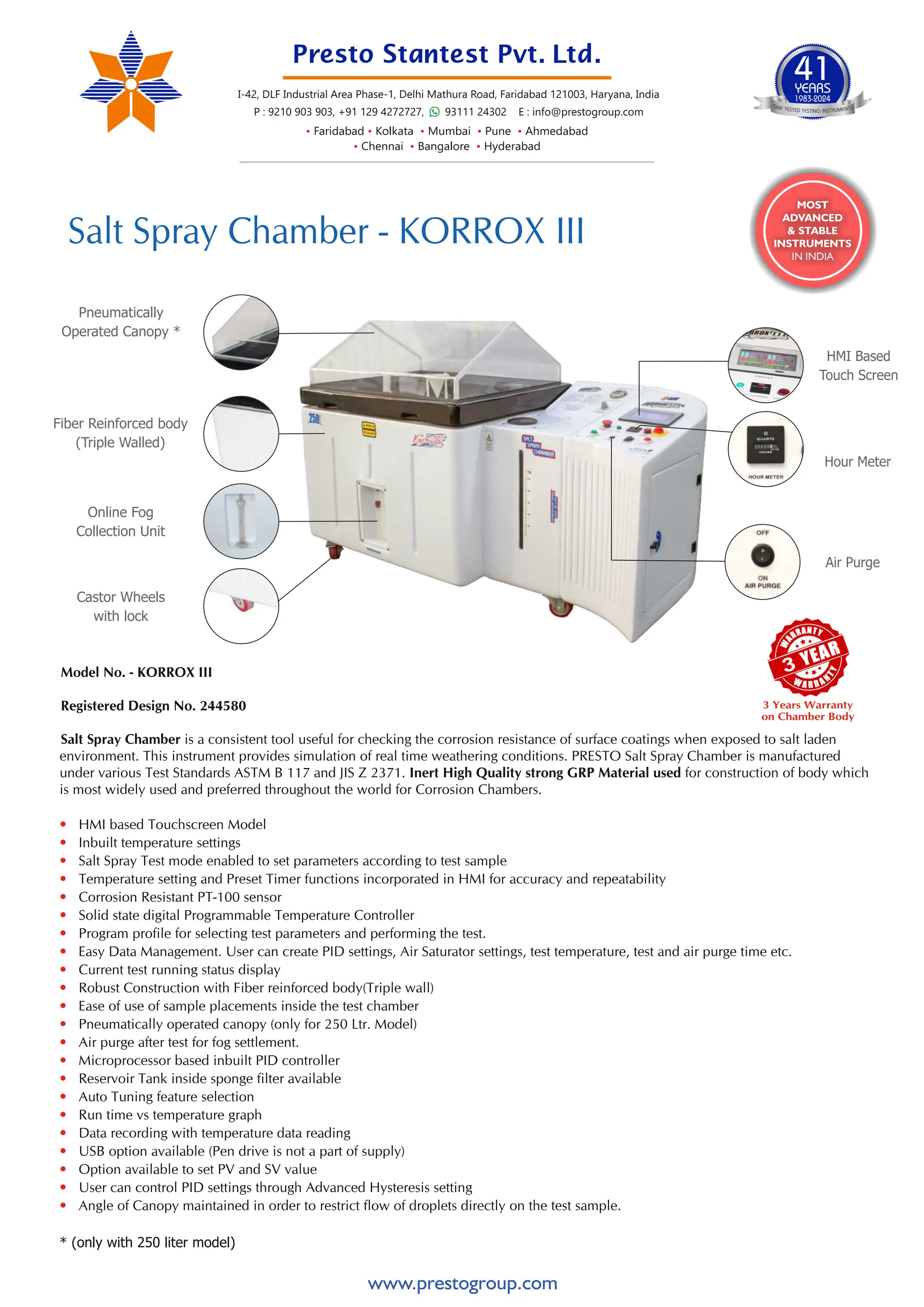 Salt Spray Chamber (Corrosion Tester)- KORROX III | PDF