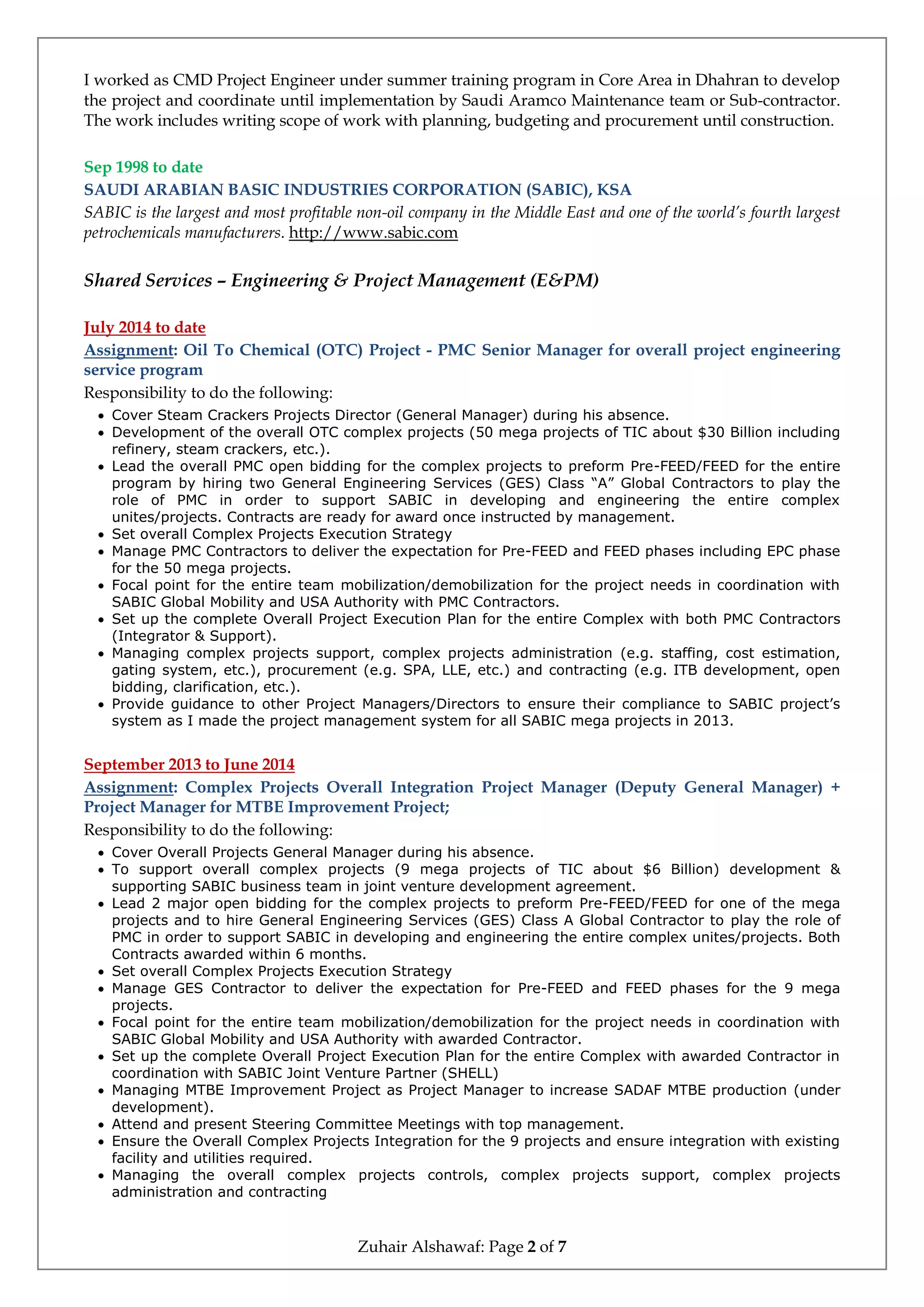 Zuhair Alshawaf - Resume as of May 2015 | PDF