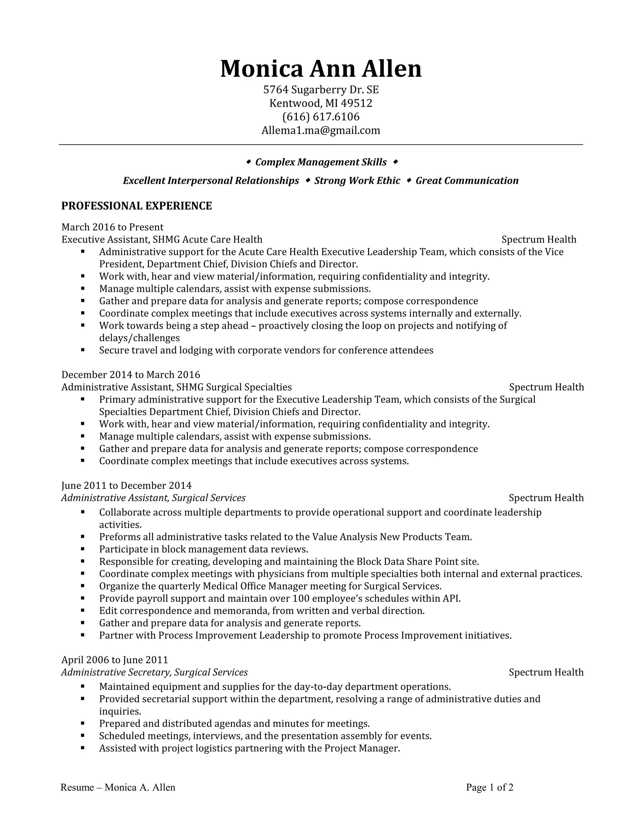 Monica Allen Resume 032116 | PDF