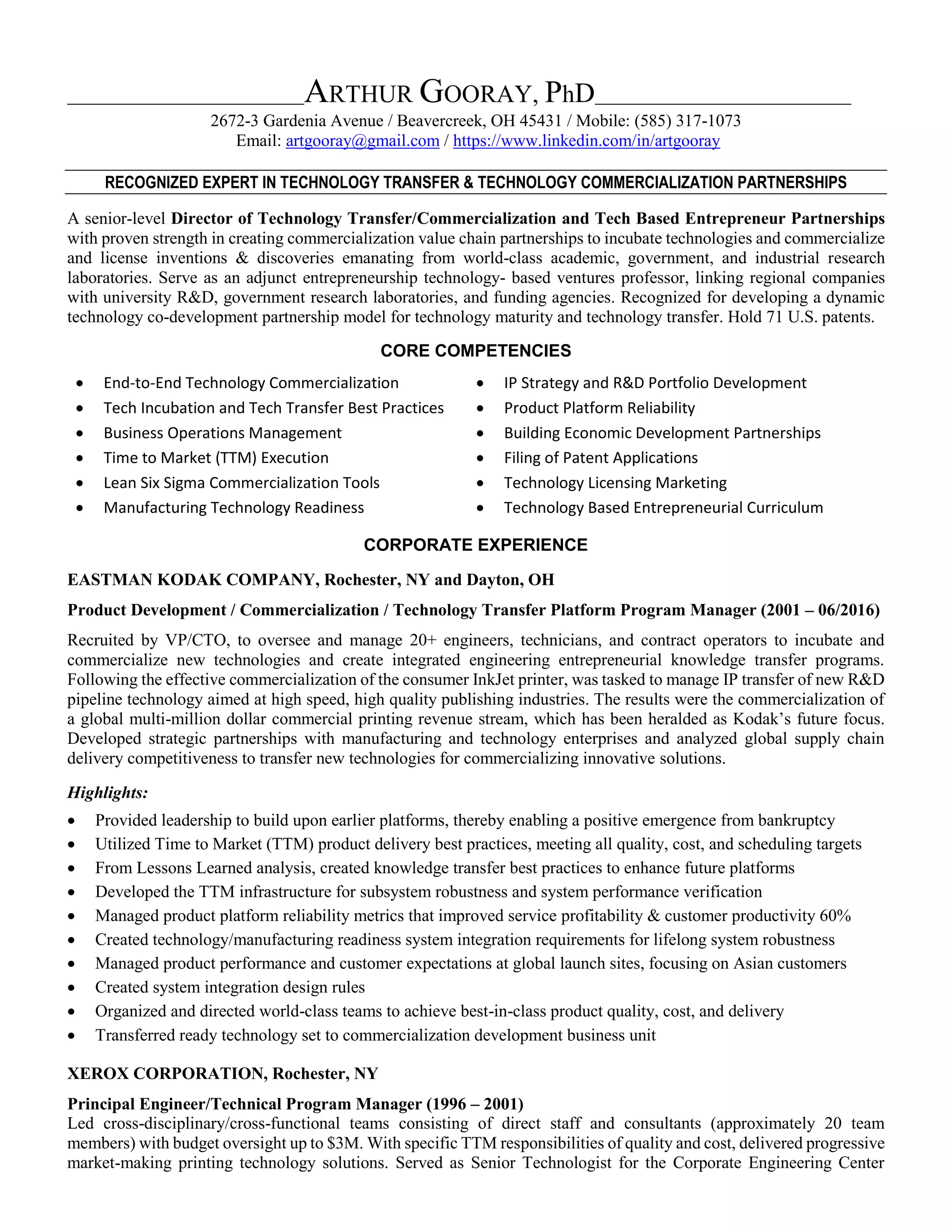 Gooray Arthur_Corp Resume_10-13-16 | PDF