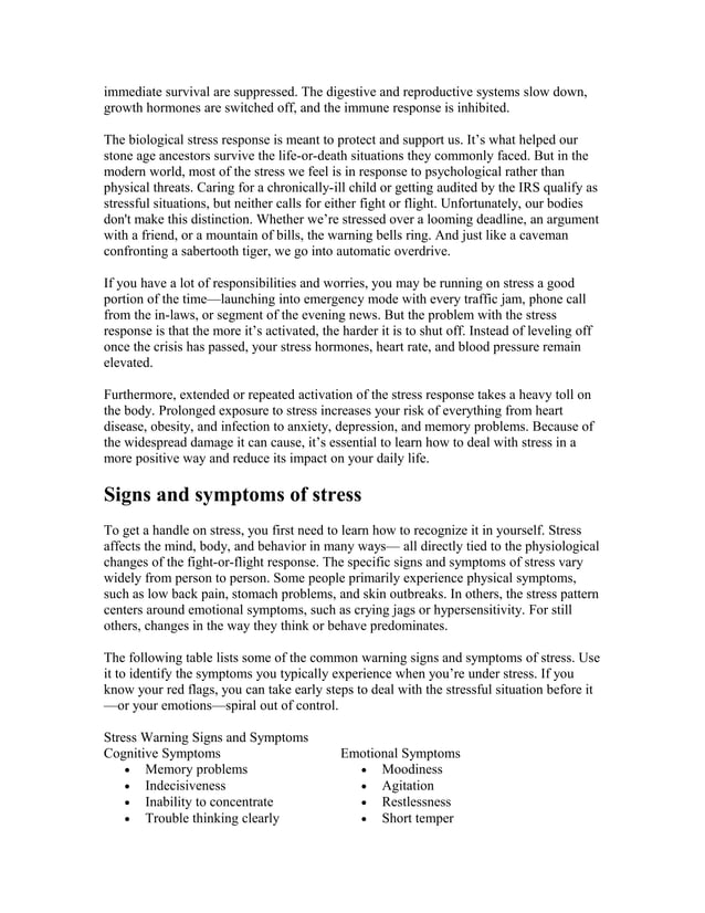 understanding-stress | DOC | Brain and Nervous System Disorders ...