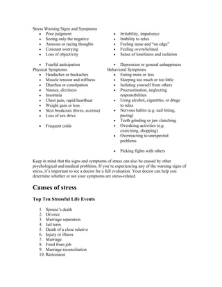 understanding-stress | DOC | Brain and Nervous System Disorders ...