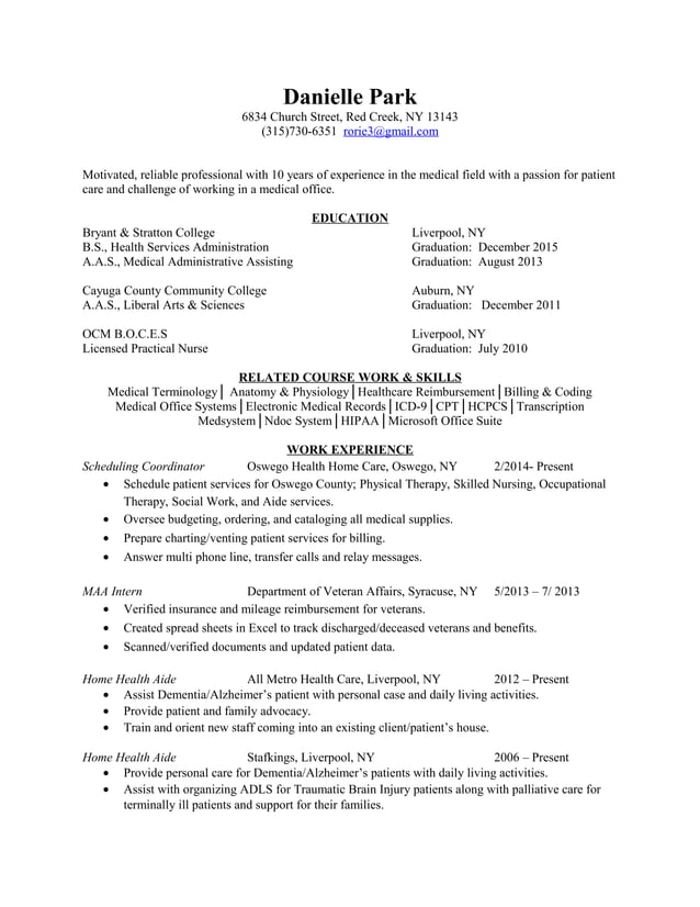 Danielle Park- H.S.A. resume | PDF