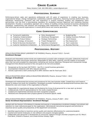 Craig Clarin Resume updated 11-17-15 1 | DOC