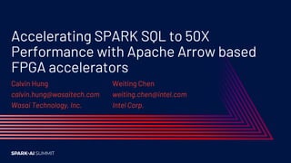 Accelerating Spark SQL Workloads to 50X Performance with Apache Arrow-Based FPGA Accelerators | PPT