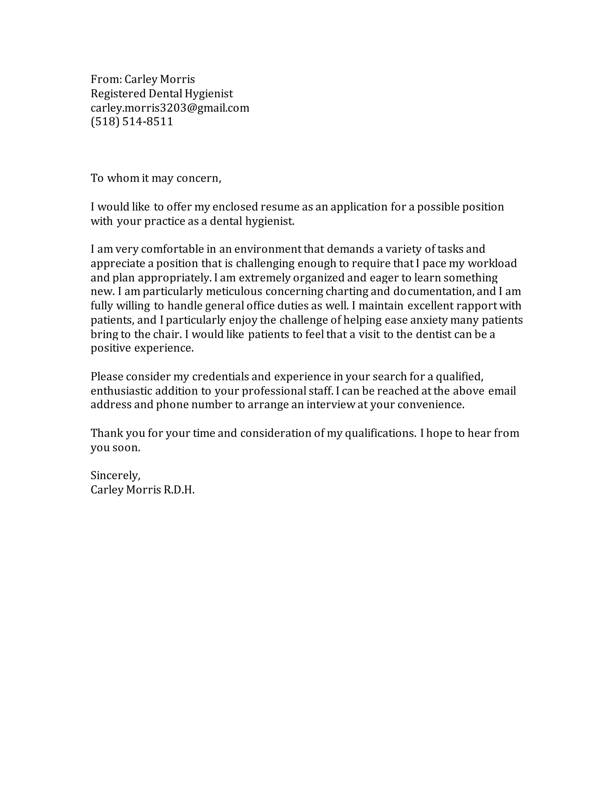 Carley Cover Letter | PDF | Free Download