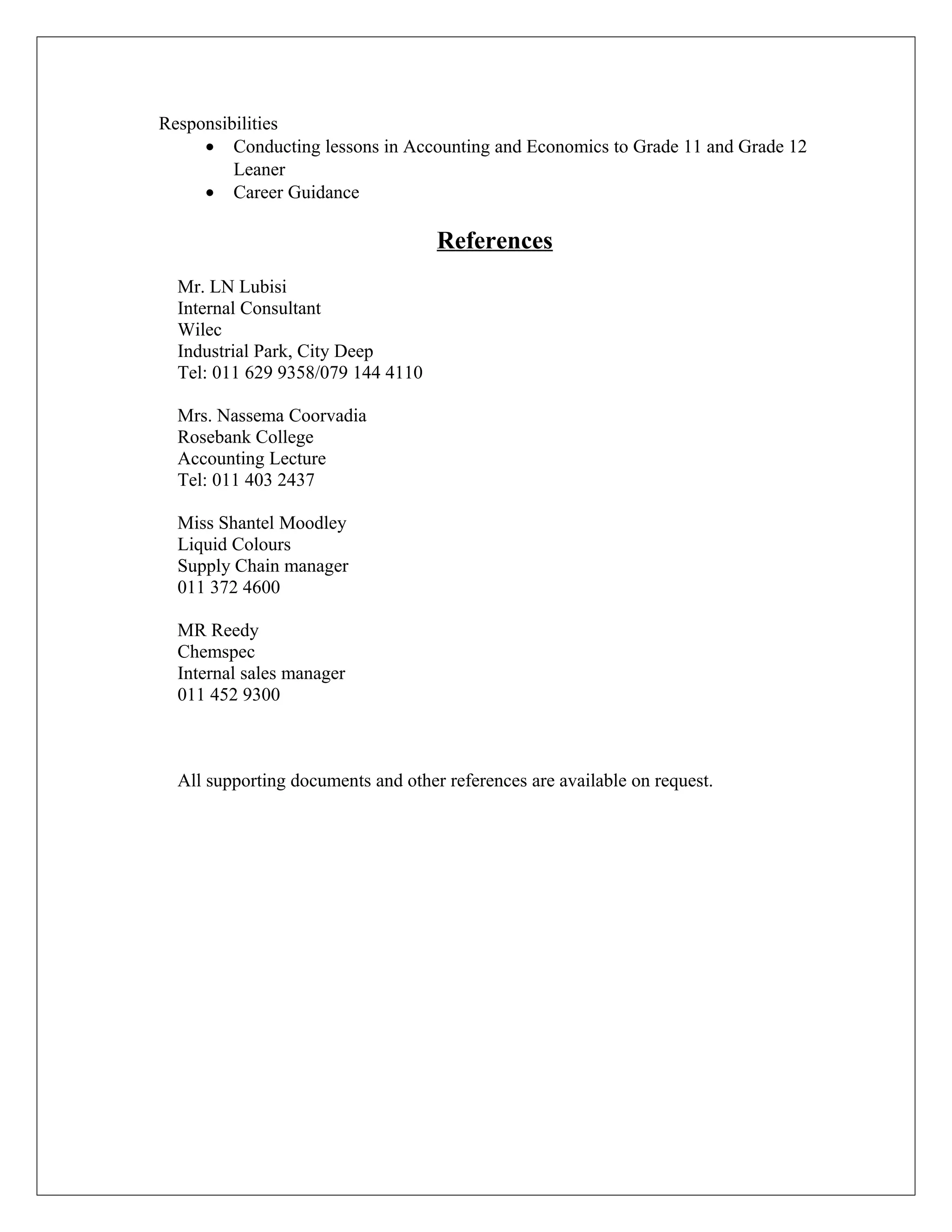 Curriculum Vitae of Nonkululeko Masoka 2016 | PDF