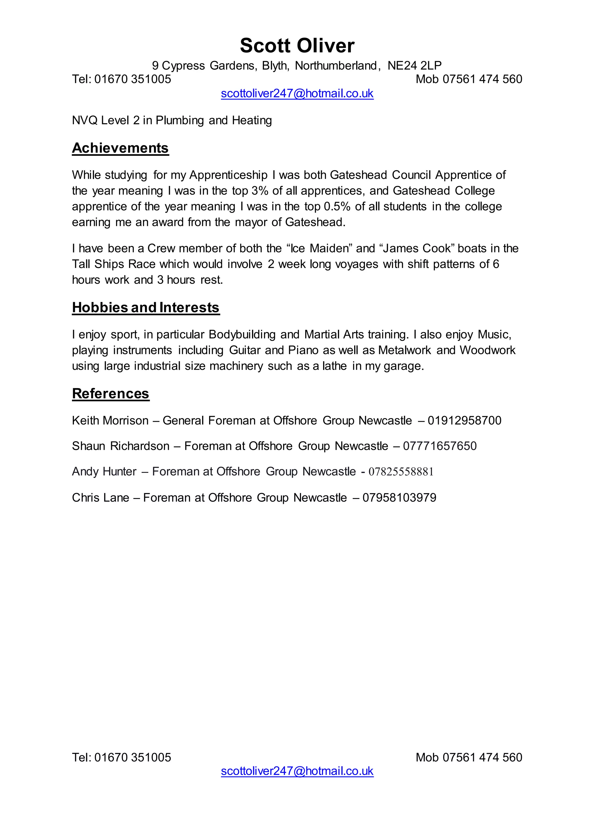 Scott Oliver CV | DOCX