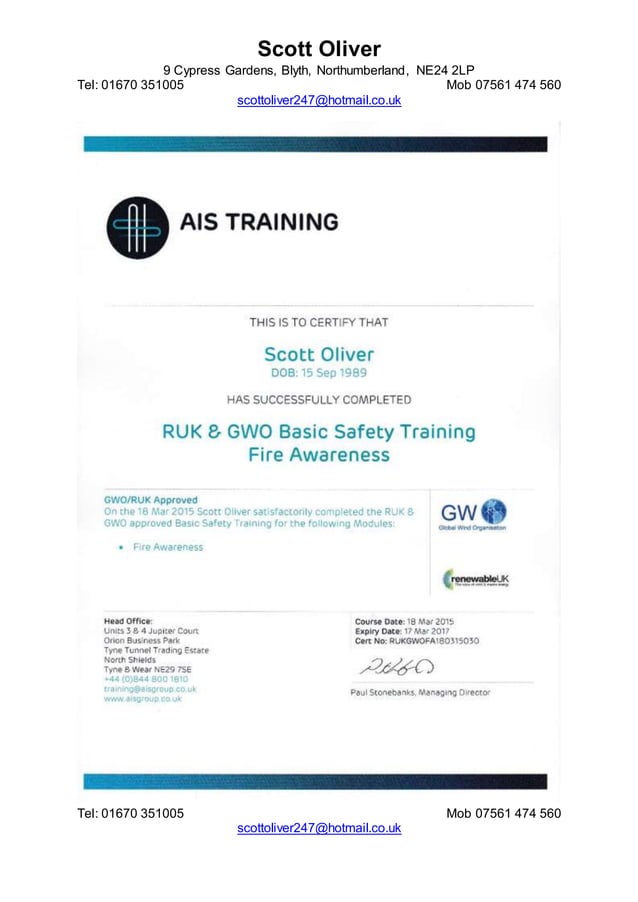 Scott Oliver CV | PDF