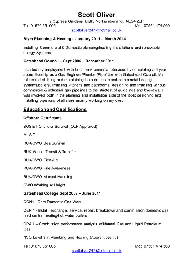 Scott Oliver CV | PDF