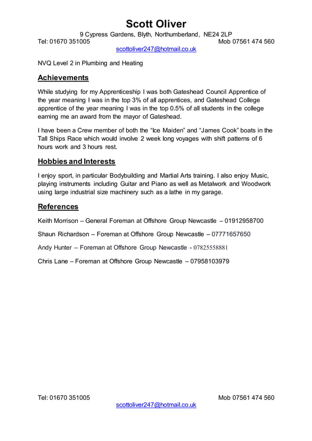 Scott Oliver CV | PDF
