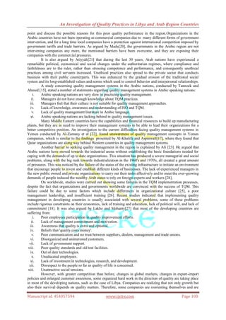 An Investigation of Quality Practices in Libya and Arab Region ...