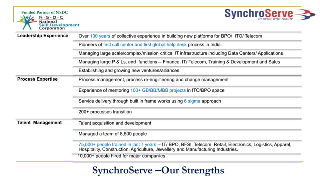 SynchroServe-Profile-2016 | PPTX | Telecommunications Industry | Industries