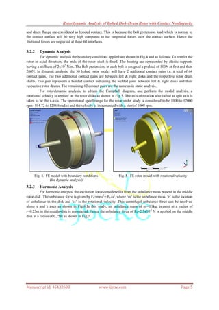 Rotordynamic Analysis of Bolted Disk-Drum Rotor with Contact Nonlinearity | PDF